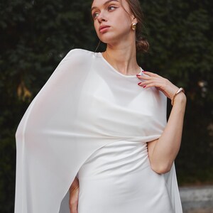 Wedding Chiffon Cape Long Capelet Bridal Bridal Overlay Maxi Wedding ...