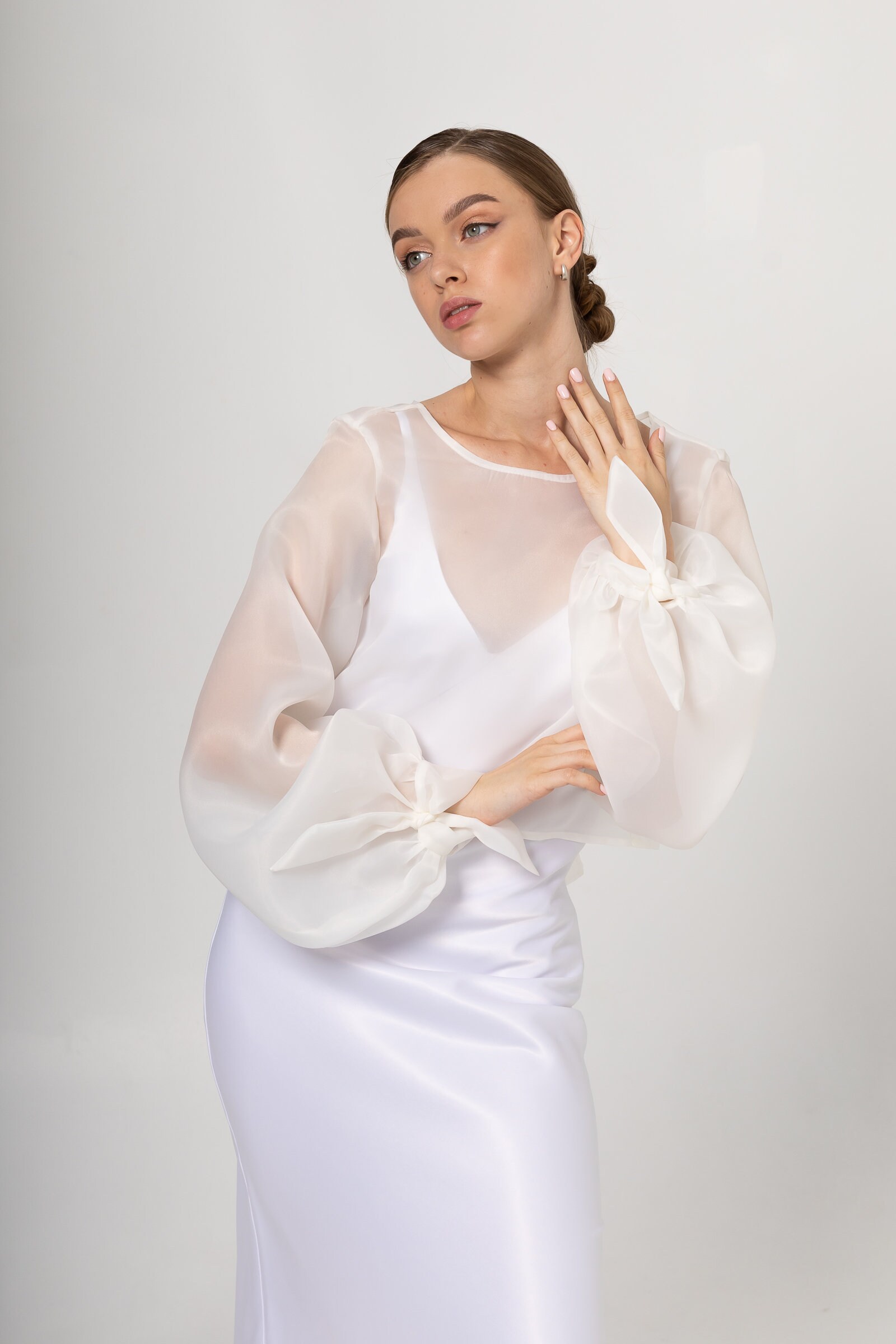 Classic Organza Jacket Transparent Jacket Wrap Organza Blazer Long ...