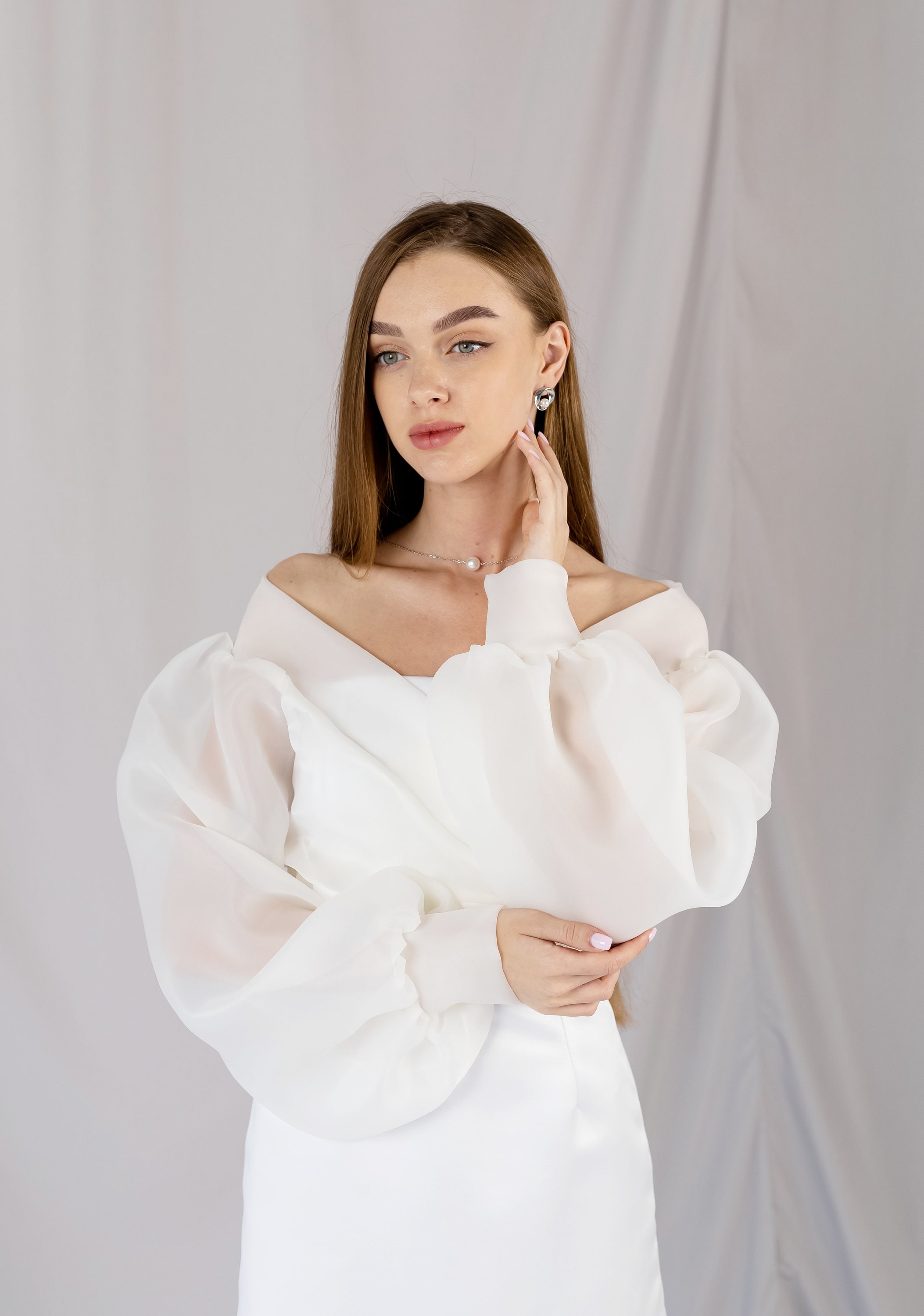 Bridal Dress Topper Dress Overlay Classic Organza Sheer Jacket Wrap ...
