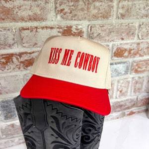 Kiss Me Cowboy Trucker Hat Valentines Trucker Hat Trendy Trucker Hat ...