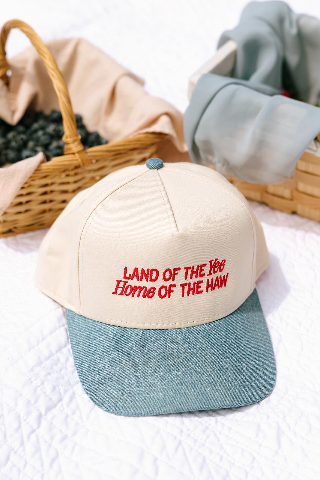Land of the Yee Home of the Haw Denim Embroidered Hat | Trendy Trucker ...