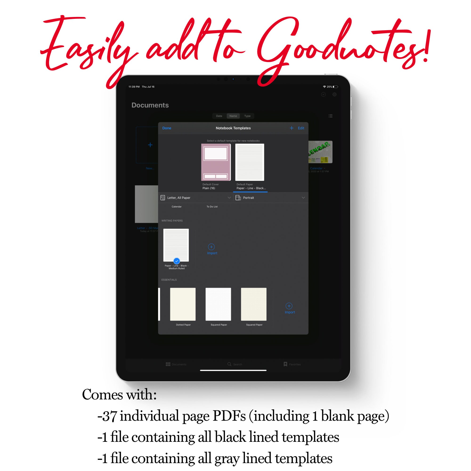 Digital Note Paper Template | Goodnotes, Notability, One Note | Lined ...