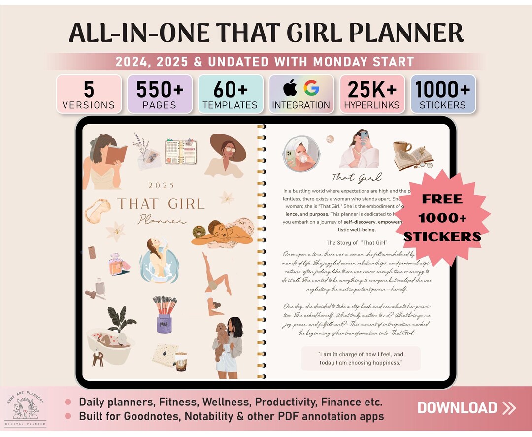 ULTIMATE That Girl Digital Planner 2024, 2025, Undated Digital Planner ...