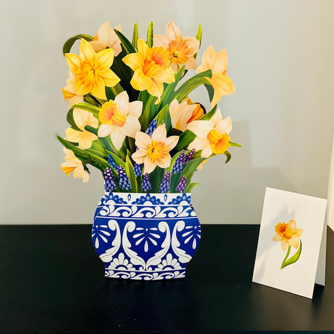 3D Handmade Daffodils Greeting Card, 12 Inch Christmas Daffodils ...