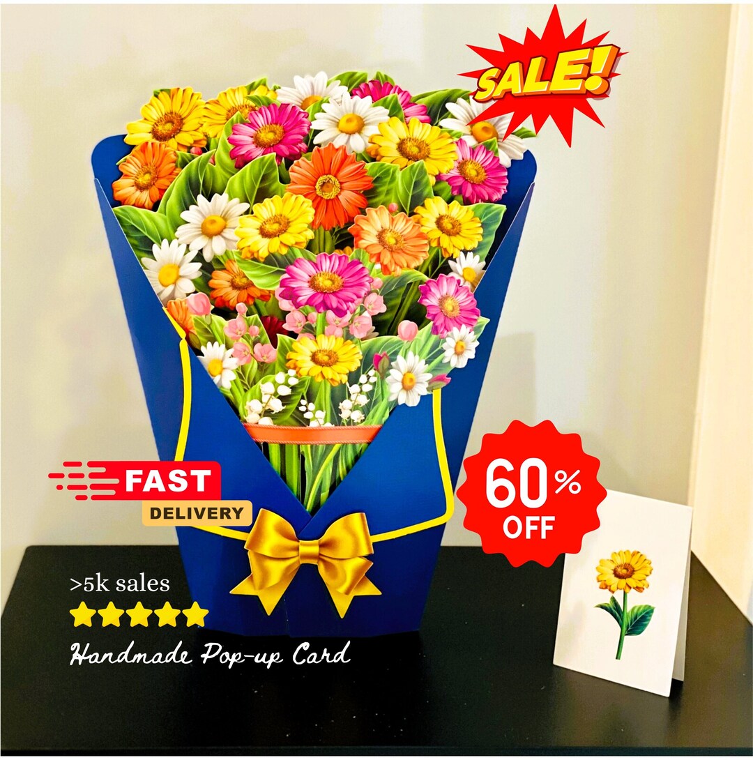 Daisy Flower Appreciation Pop up Cards for Teacher Friend Colleague ...