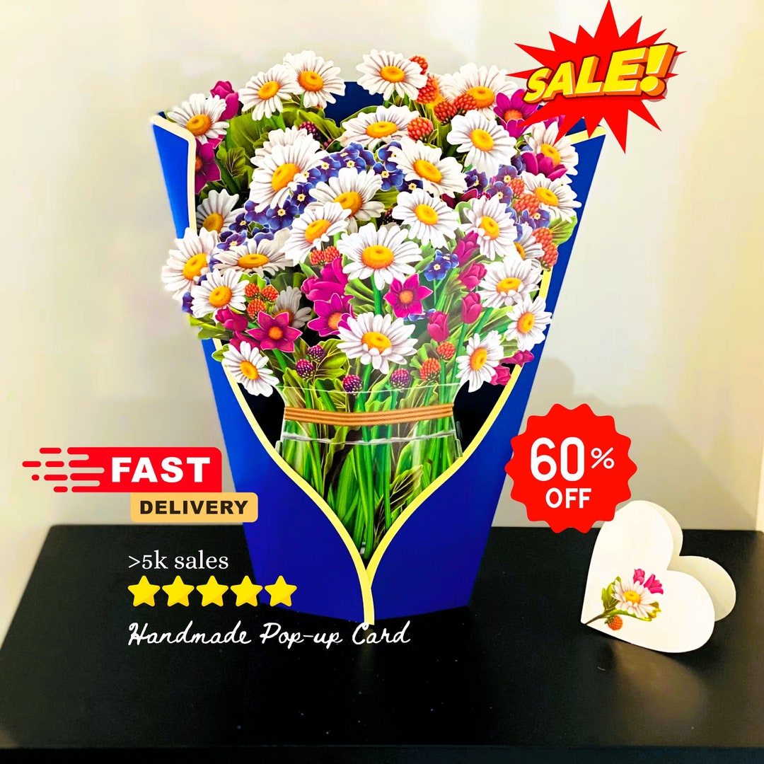 Daisy Flower Appreciation Pop up Cards for Teacher Friend Colleague ...