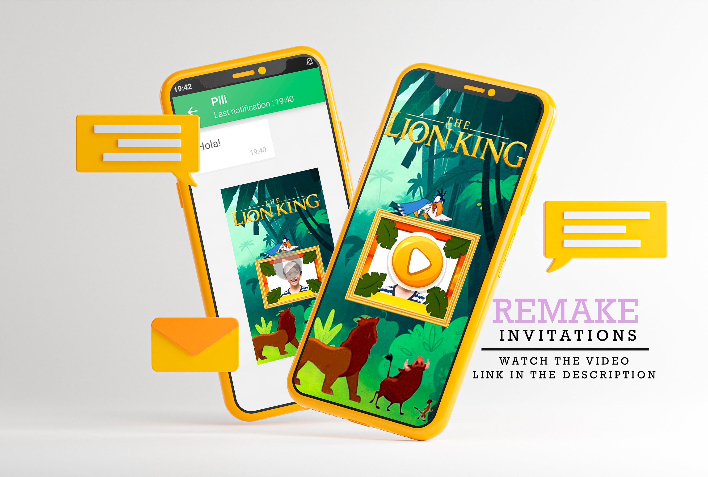 Lion King Invitation, Lion King Video Invitation, Lion King Birthday ...