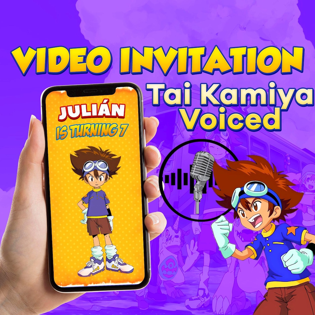 Digimon Birthday Invitation, Digimon Video Invitation, Digimon Animated ...