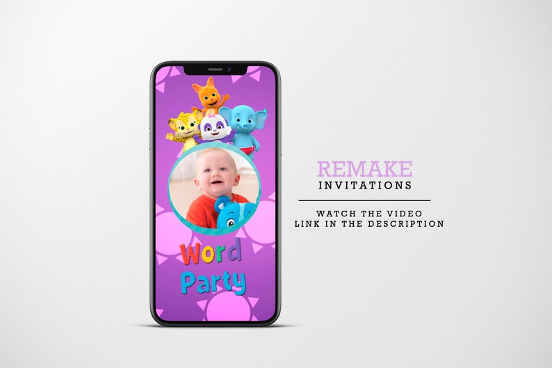 Word Party Invitation, Word Party Digital Card, Word Party Digital ...