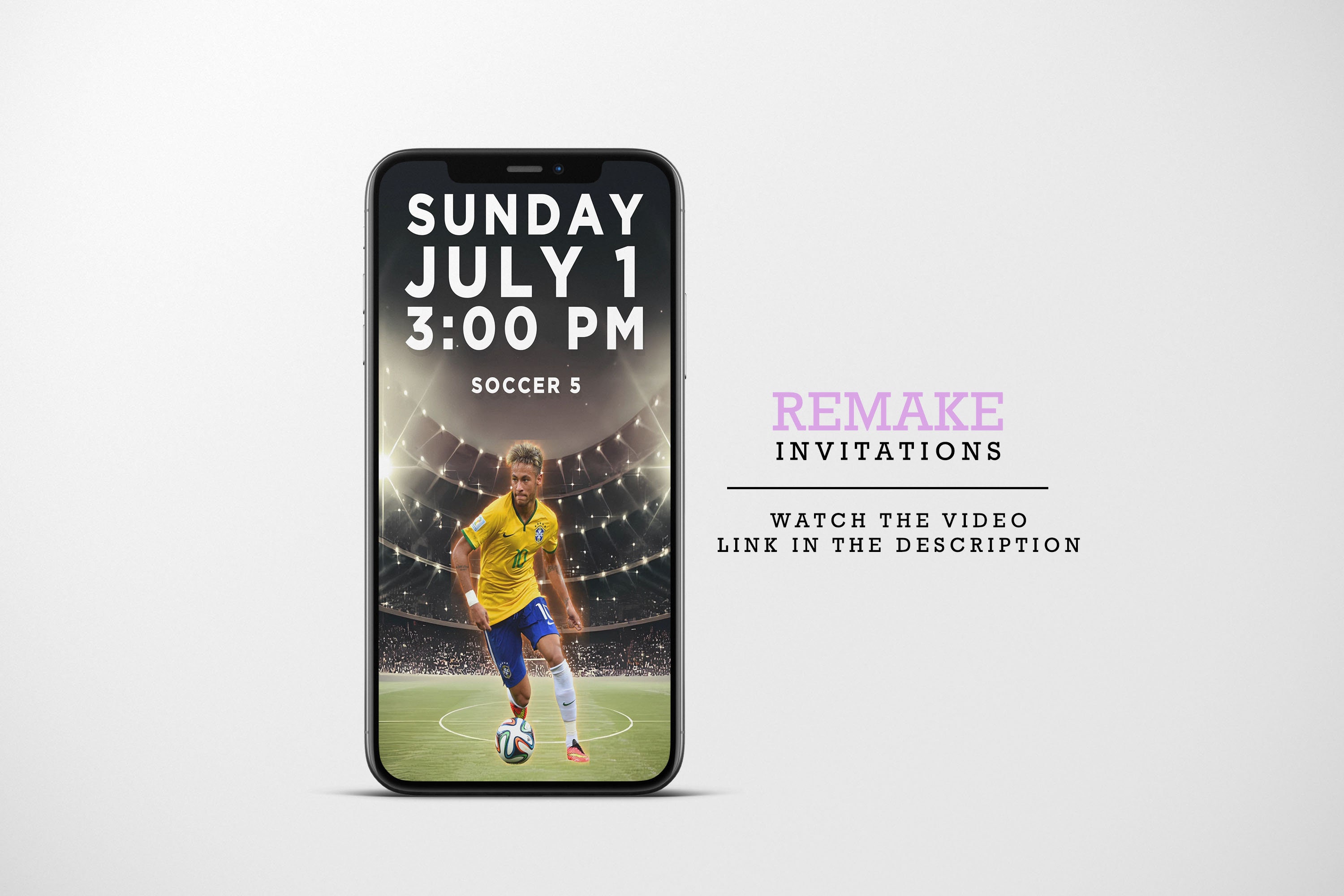 Video Invitation of Neymar Jr, Neymar Soccer Birthday Invitation ...