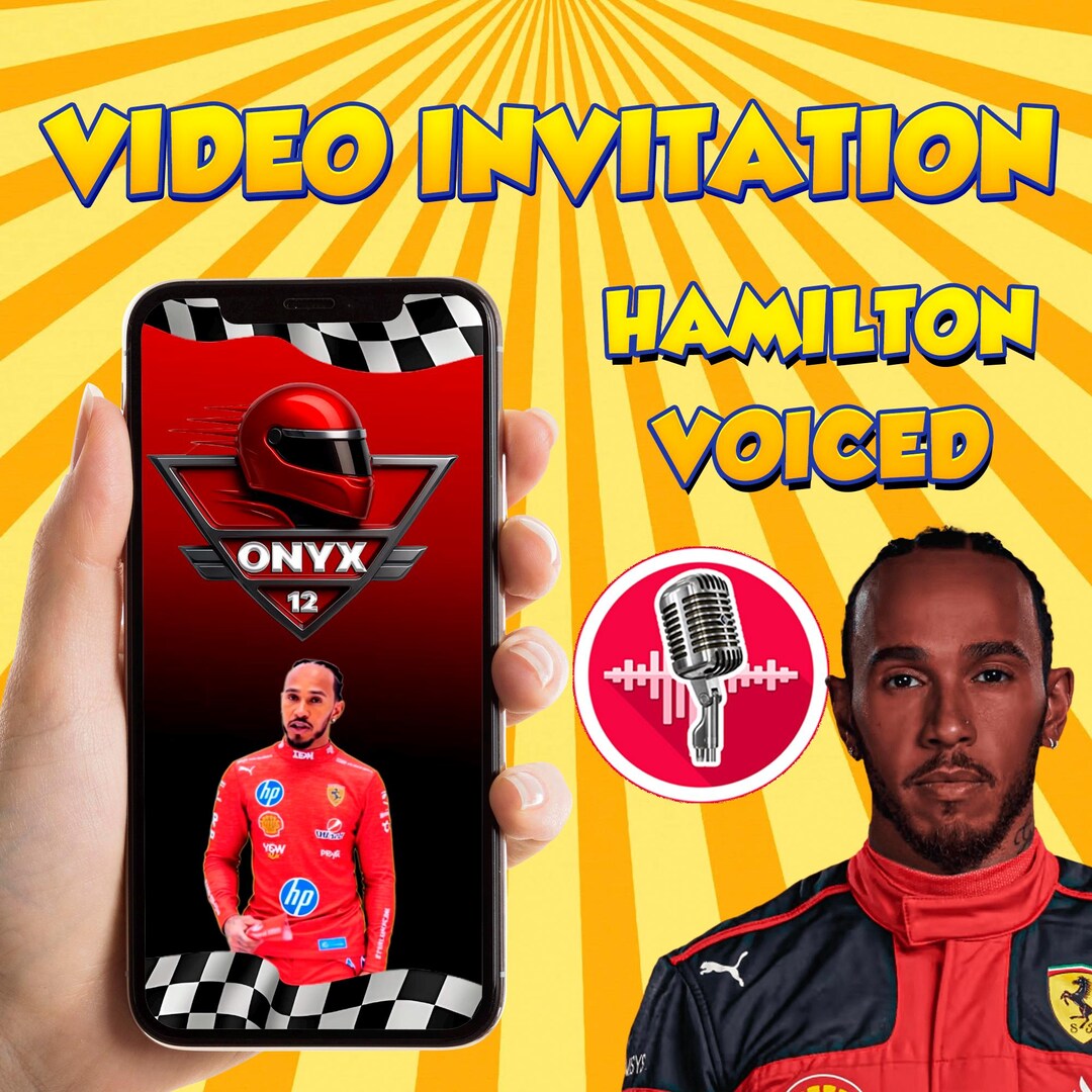 Lewis Hamilton Video Invitation With Voice, Race Car Birthday ...