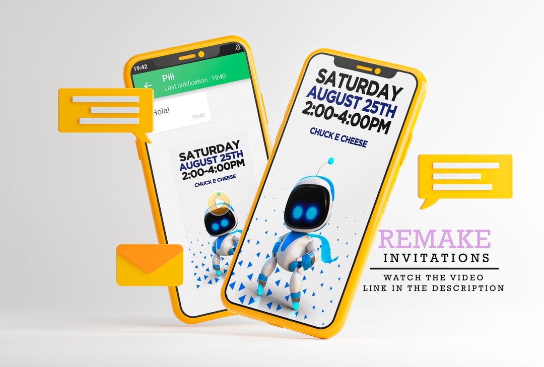 Astro Robot Invitation, Digital Cards, Digital Invitations, Robot Card ...