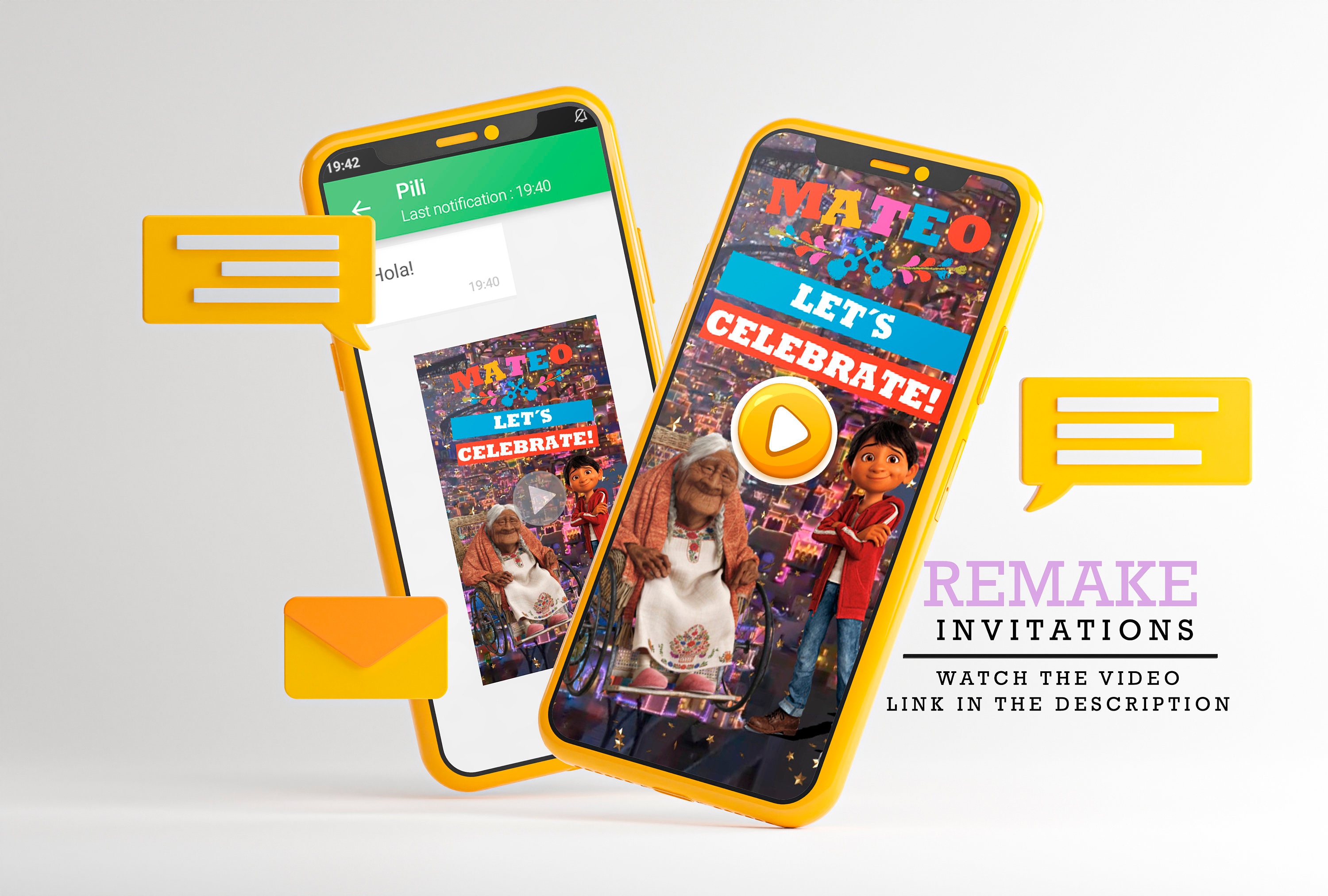 Coco Video Invitation, Coco Birthday Party, Coco Invitation, Halloween ...