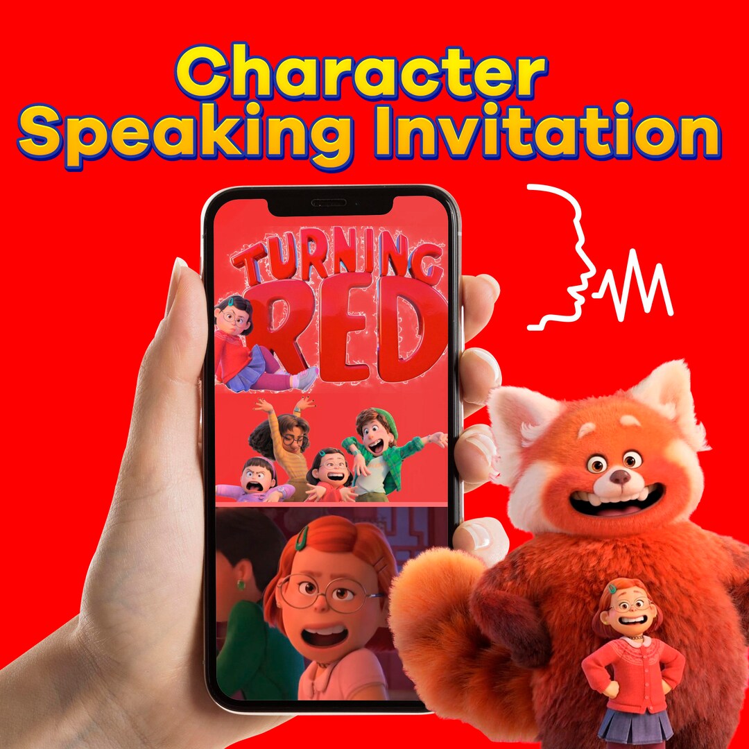 Turning Red Video Invitation, Turning Red Birthday Invitation Video ...