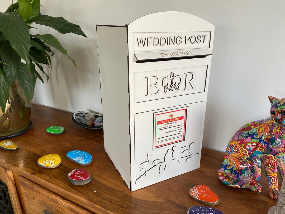 Large Lockable Wedding Card Post - Box Postbox - Customised Label ...