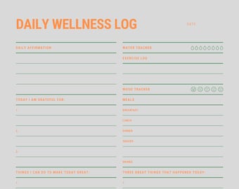 Daily Wellness Log - Etsy