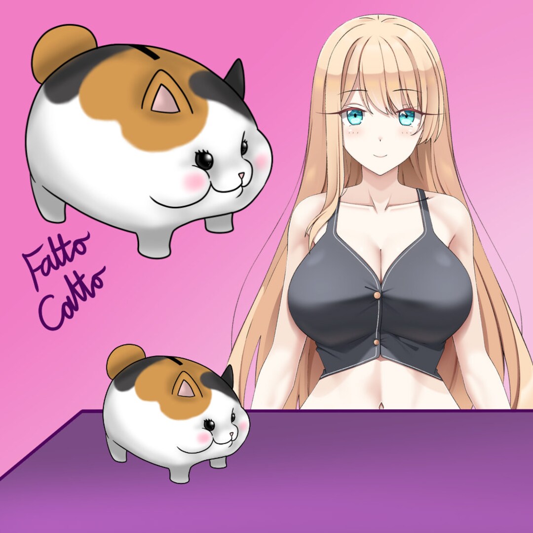 Vtuber FFXIV Fat Cat Bank - Etsy