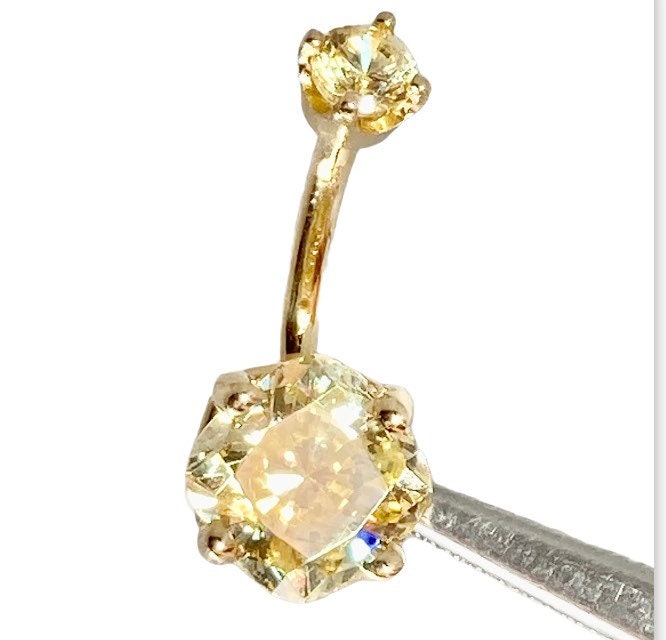 14 Karat Gold - Belly Button Ring - Navel Ring - Yellow Topaz Body ...