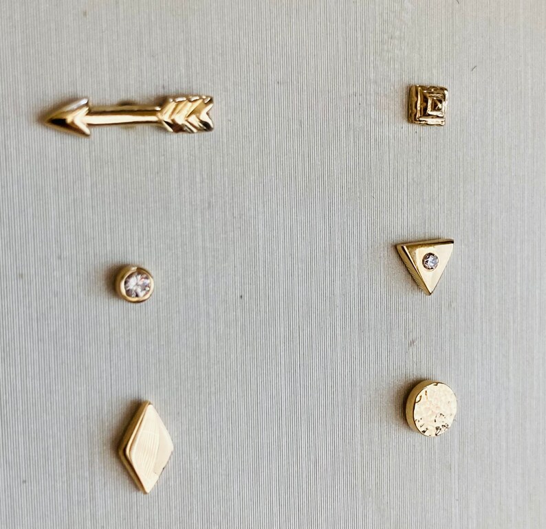 14-karat Gold Dermal Options Arrow Bezel Cz Diamond Shape - Etsy