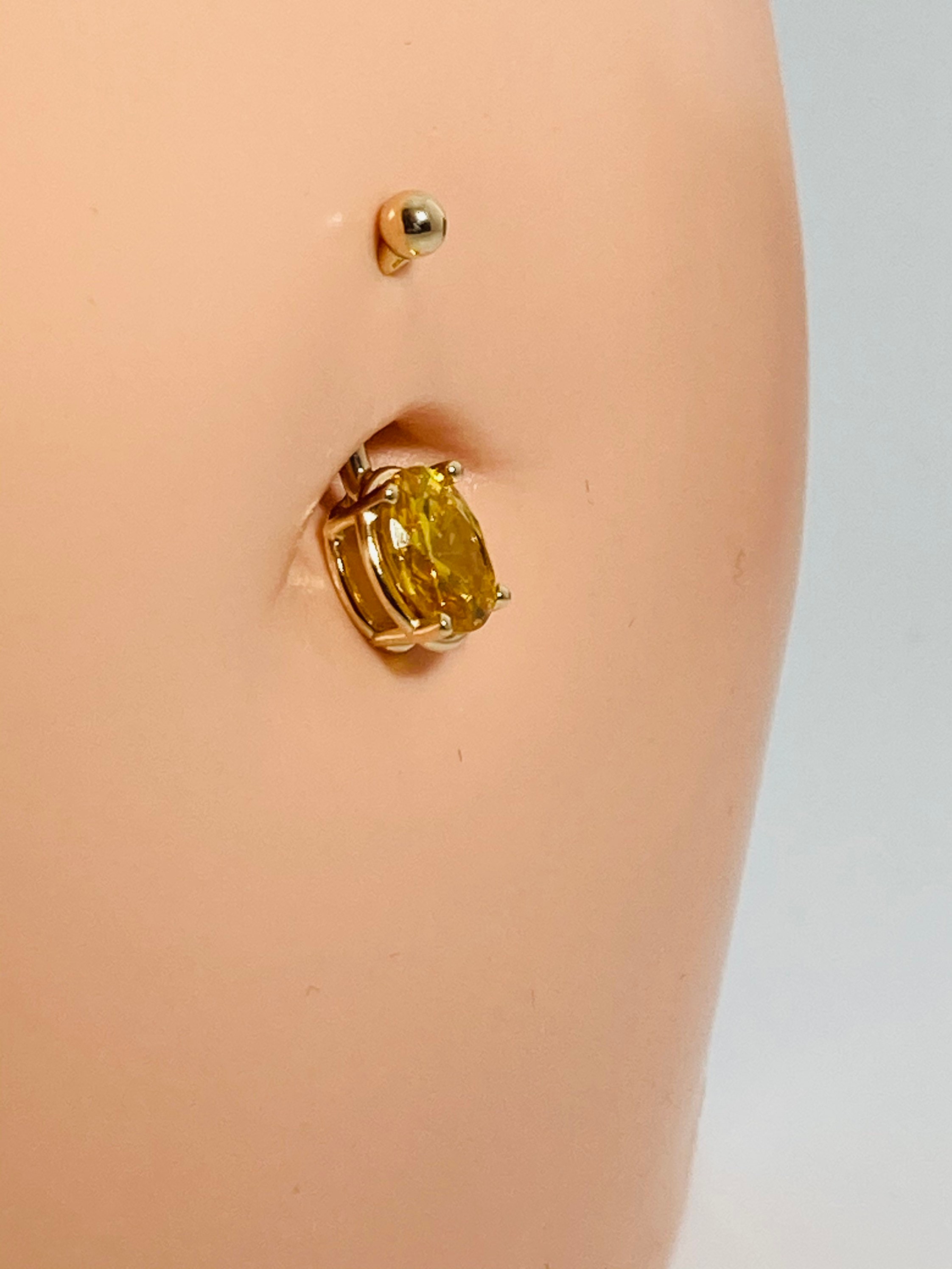 14k gold stunning belly button ring Featuring a gorgeous multi | Etsy