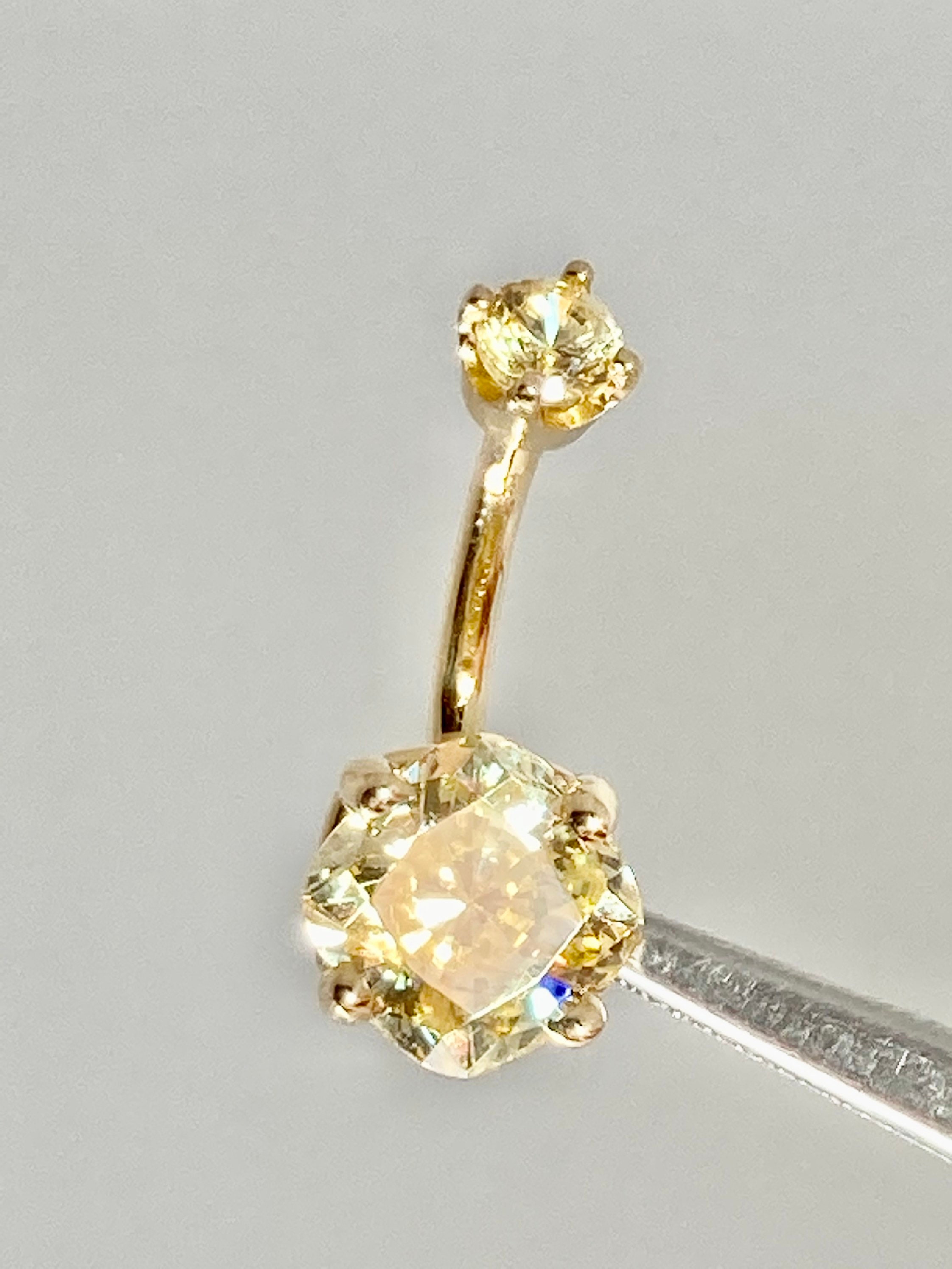 14 Karat Gold - Belly Button Ring - Navel Ring - Yellow Topaz Body ...