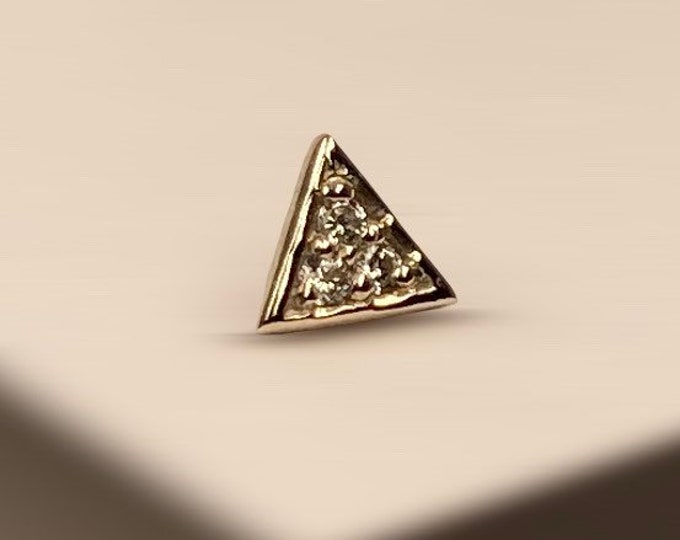 14 Karat Solid Gold Dermal Implant 4mm Triangle. Featuring Three CZ ...