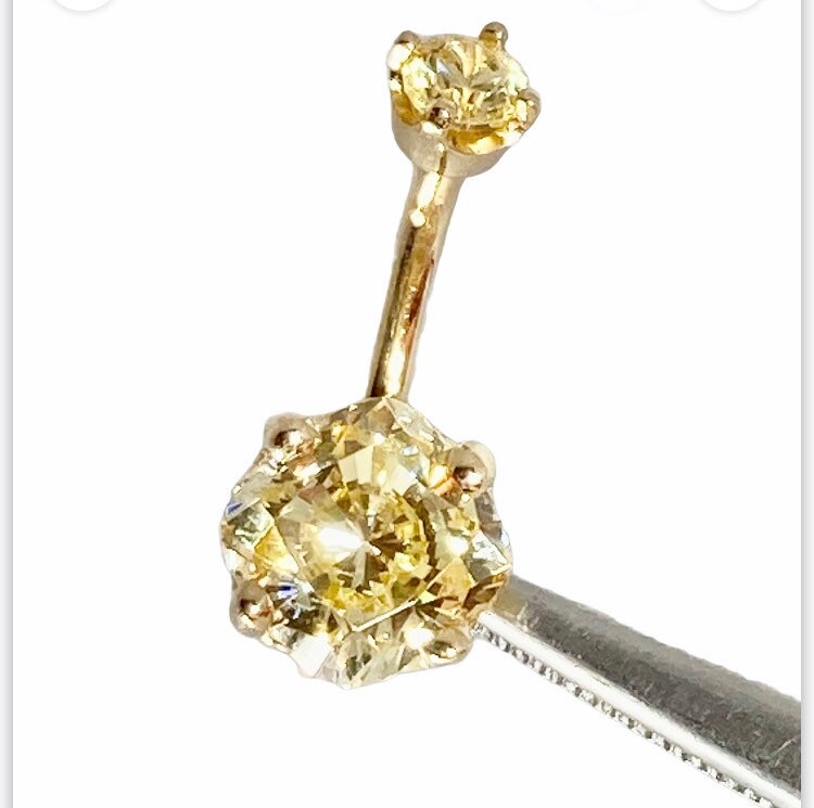 14 Karat Gold - Belly Button Ring - Navel Ring - Yellow Topaz Body ...