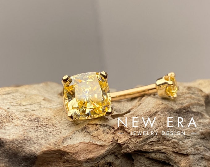 14 Karat Gold - Belly Button Ring - Navel Ring - Yellow Topaz Body ...