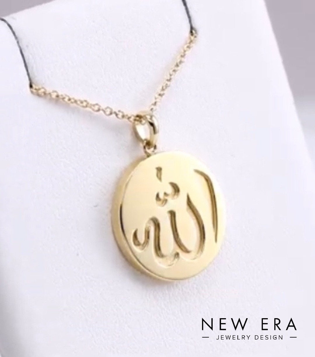 14K Yellow Allah Necklace, Allah God Medallion. 14KR, 14KW, 14KY ...