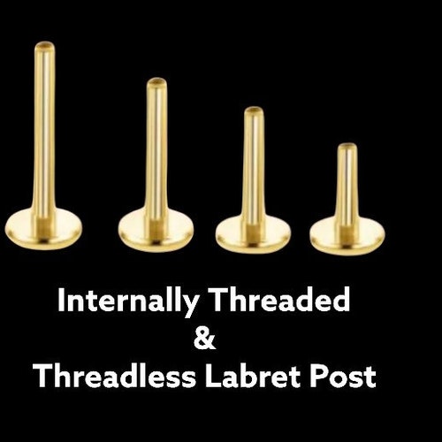 14k Solid Gold Labret Post White Rose and Yellow Gold Post - Etsy