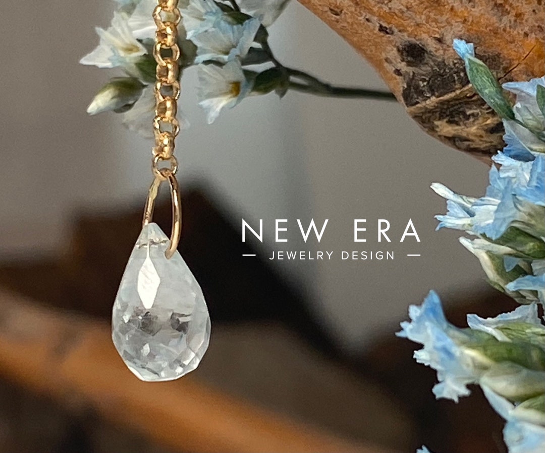14 Karat Solid Gold Briolette Cut Aquamarine Dangle Attachment ...