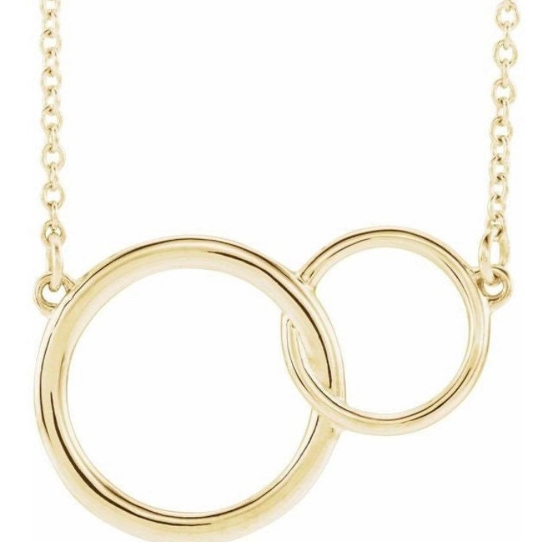 Linked Rings Necklace, Double Circle Interlocking Necklace, Charm ...
