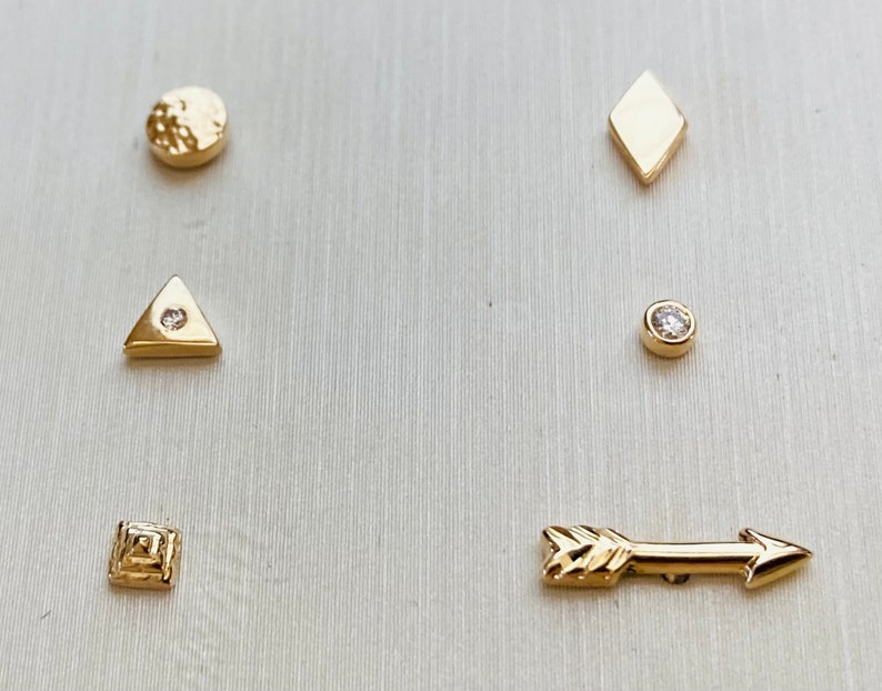 14-karat Gold Dermal Options Arrow Bezel Cz Diamond Shape - Etsy