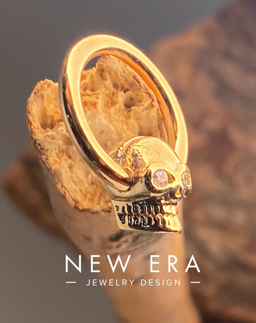 14 Karat Solid Gold Diamond Skull Head Seamless Rings Nipple Conch ...