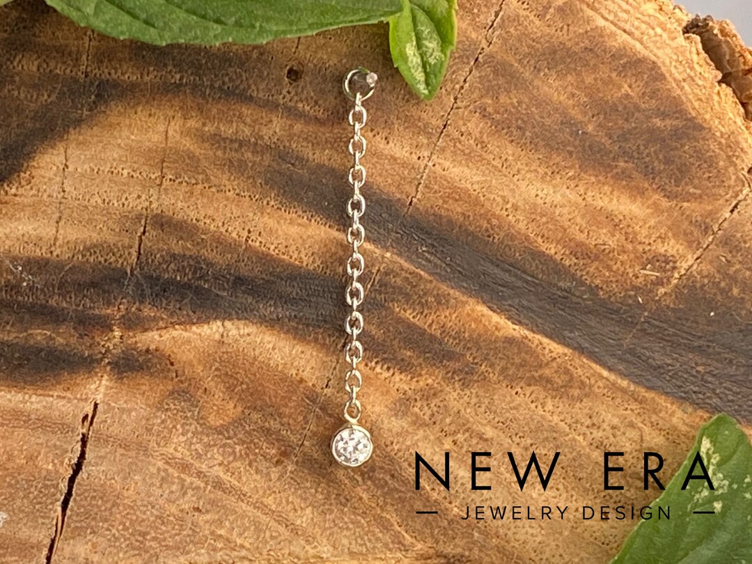 14 Karat Solid Gold CZ Dangle Attachment. Hangs 1 Inch Down. Attaches ...