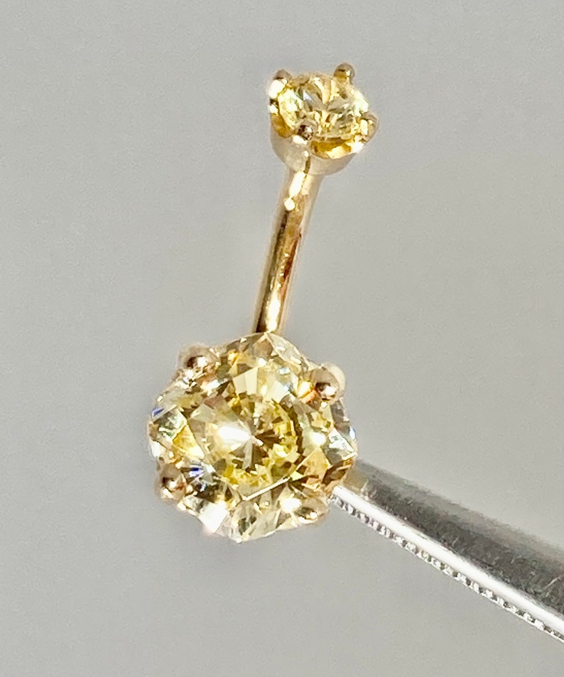 14 Karat Gold - Belly Button Ring - Navel Ring - Yellow Topaz Body ...