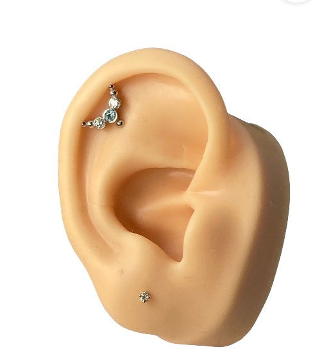 14 Karat Solid Gold Cz Sids and Aquamarine Decorative Gold End ...