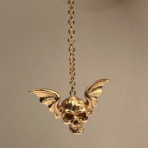14 Karat Solid Gold Winged Skull- Skull and Wing Dangle- Skull Earring ...