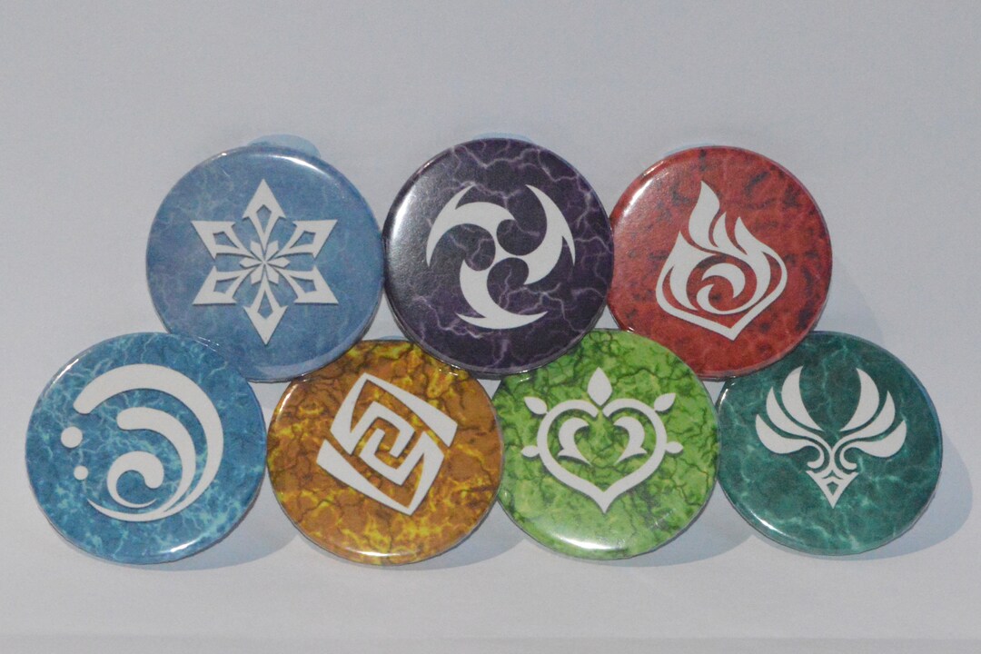 Genshin Impact Elemental Badges 38mm Set of 7 - Etsy