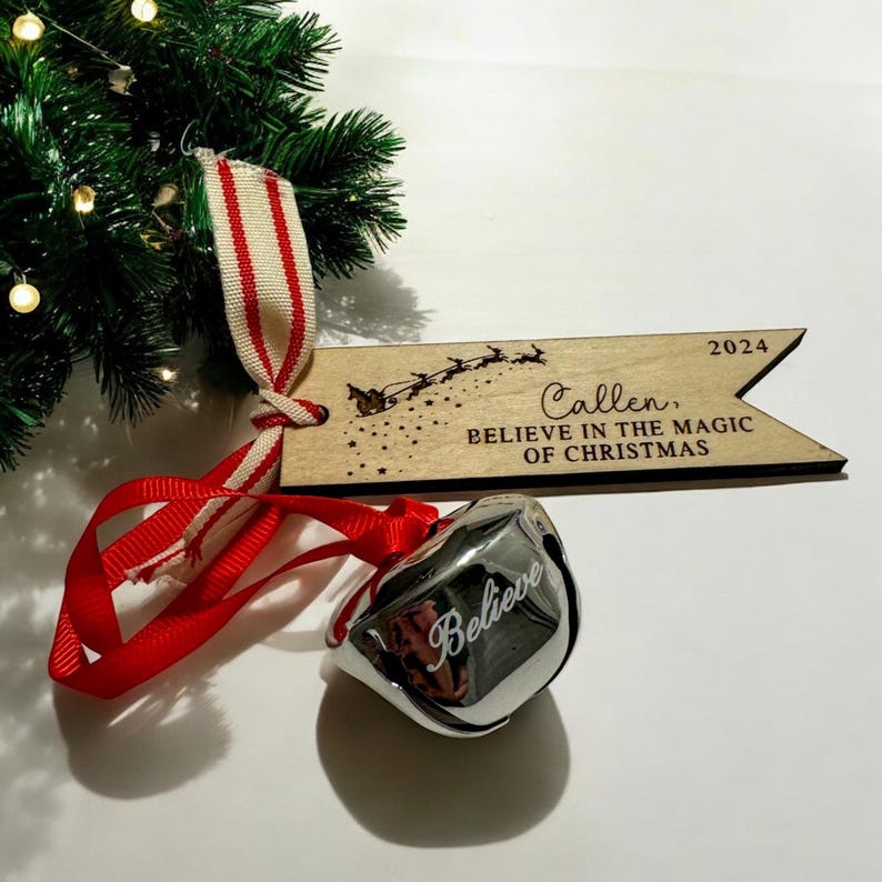 Personalized Believe Santa Bell With Tag - Etsy