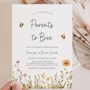 Parents to Bee Baby Shower Invitation Bee Baby Shower Invite Couples ...