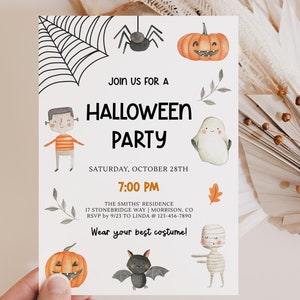 Cute Halloween Party Invitation Kids Halloween Party Invitation Digital ...