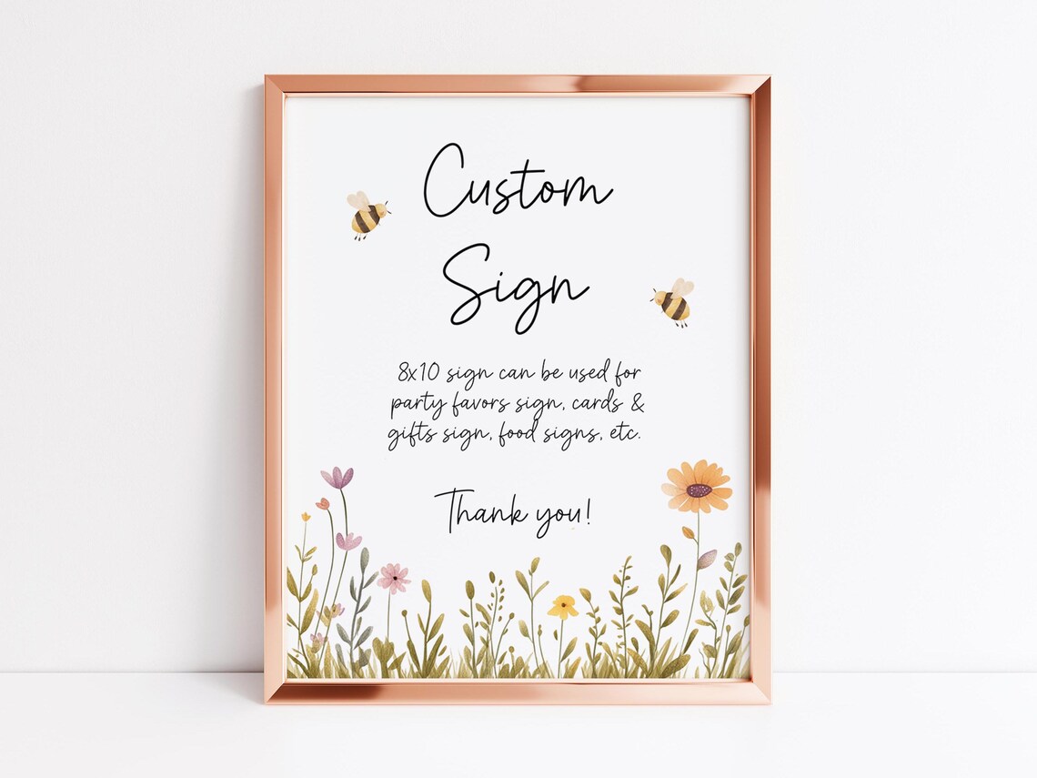 Cute Bee Custom Sign Bee Party Sign Bee Baby Shower Custom Sign Bee ...