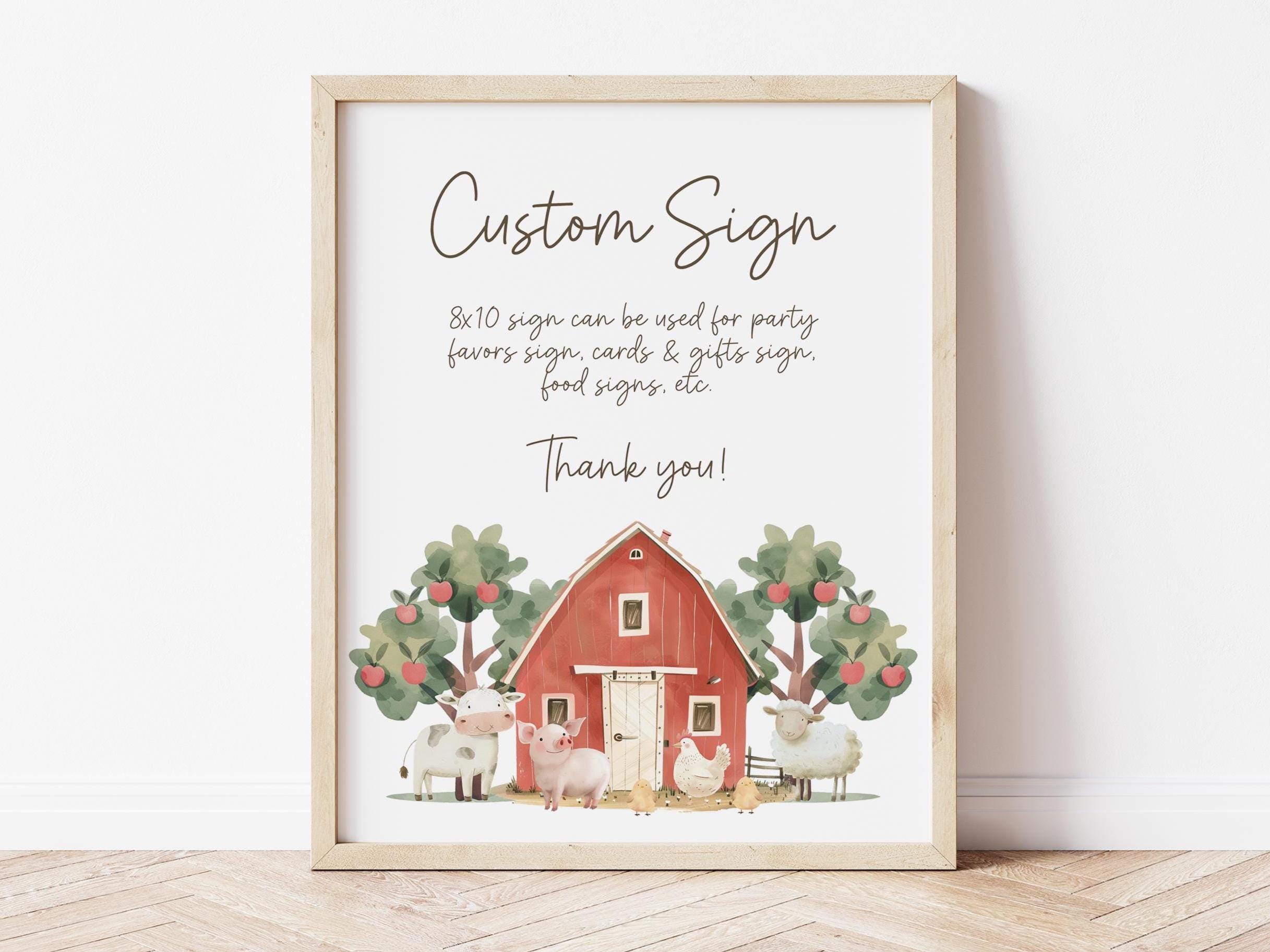 Farm Birthday Custom Sign Animal Farm Party Sign Barn Party Custom Sign ...