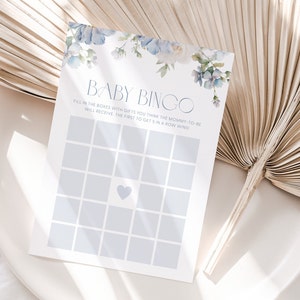 Dusty Blue Floral Baby Bingo Baby Shower Game Blue Baby Bingo - Etsy