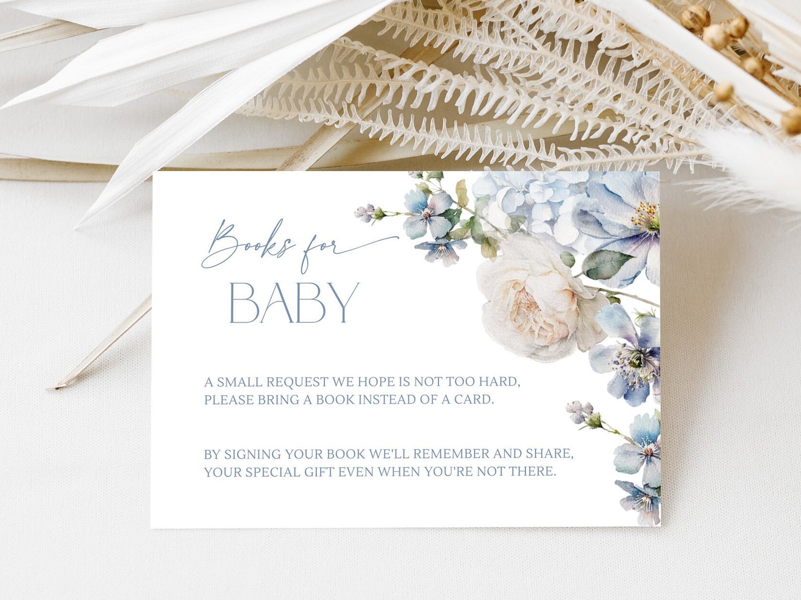 Dusty Blue Baby in Bloom Baby Shower Invitation Set Template Baby in ...