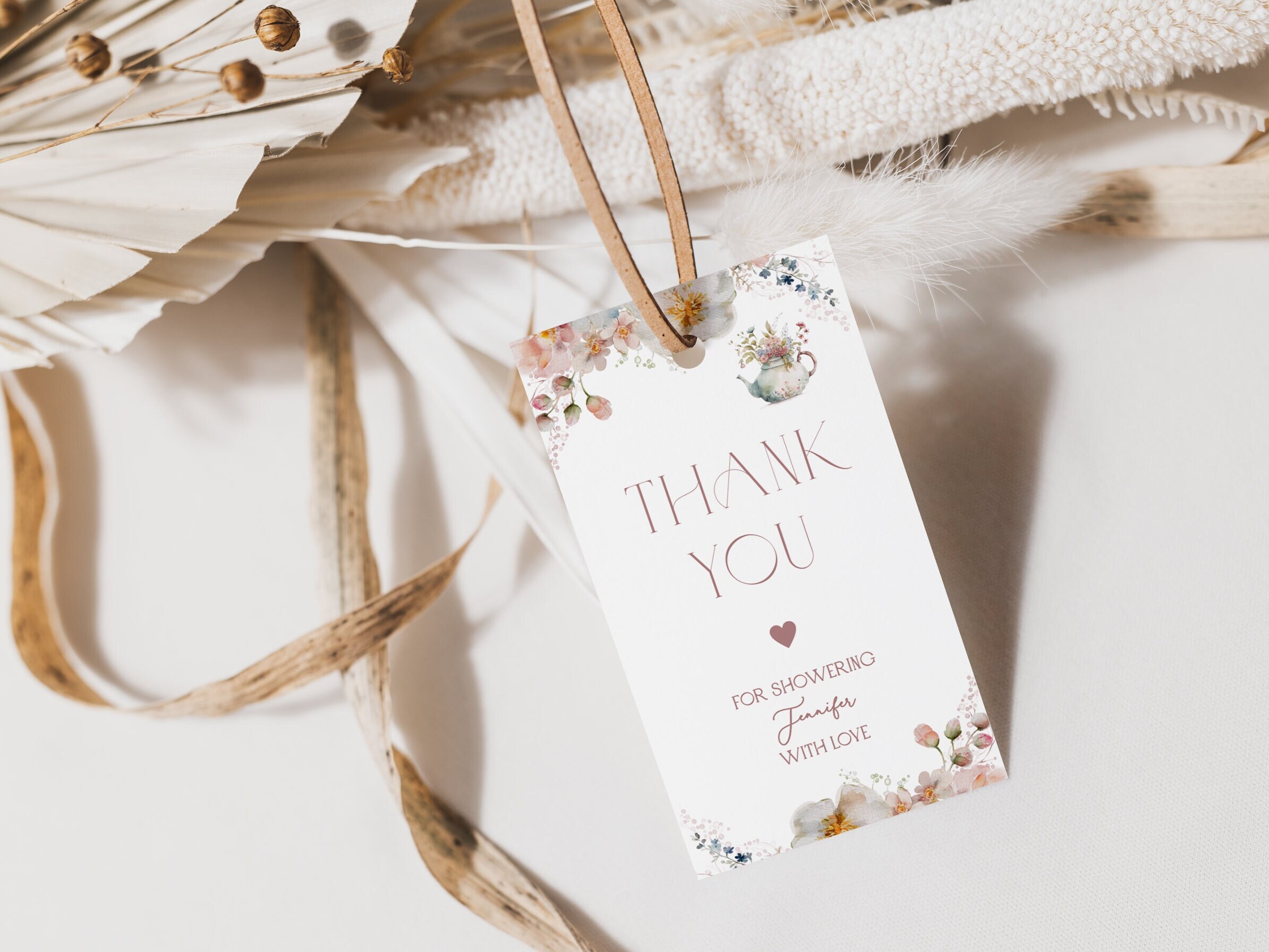 Floral Tea Party Favor Tag Template Baby Shower Party Favor Tag Tea ...