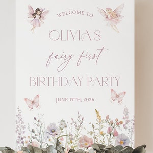 Fairy First Birthday Welcome Sign Fairy Birthday Sign Fairy First Bday ...