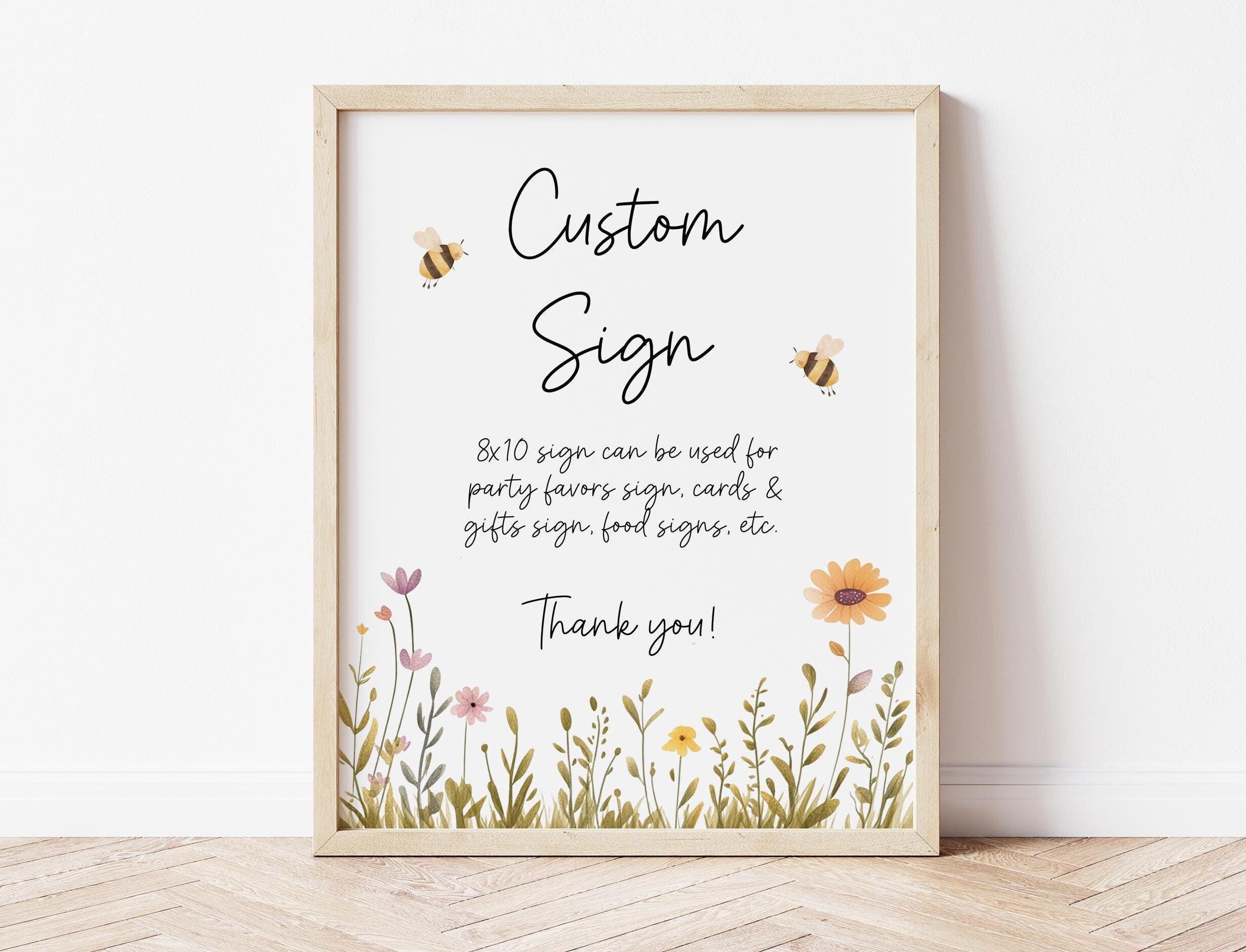 Cute Bee Custom Sign Bee Party Sign Bee Baby Shower Custom Sign Bee ...