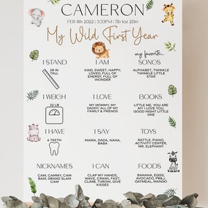 My Wild First Year Milestone Sign | Safari Theme First Birthday ...